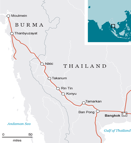 Map of the Burma Railway dubbed as Death Railway - WAR HISTORY ONLINE