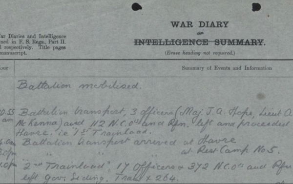 Official Diaries from WWI Army Officers are being Posted Online