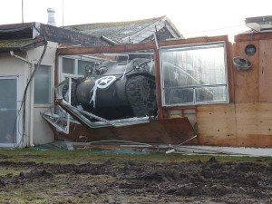 Tank Demolishes Building For Flying Heritage Collection