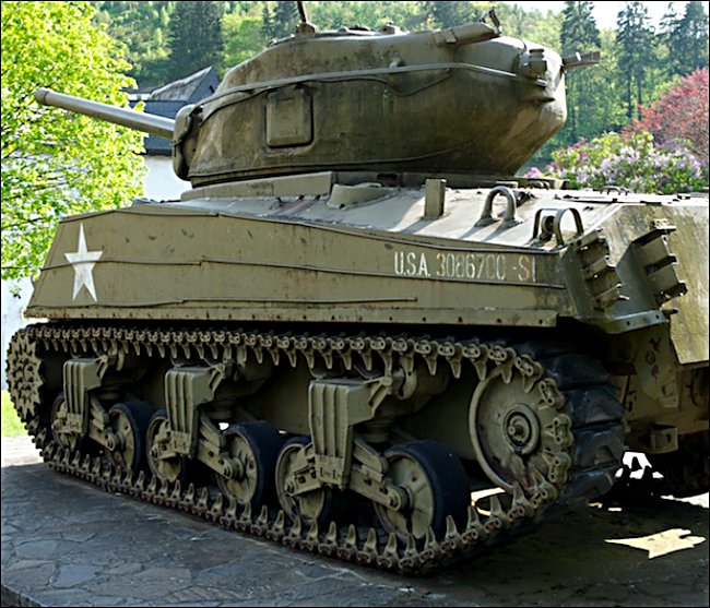 Clervaux-castle-m4a3-sherman-tank-rear - WAR HISTORY ONLINE