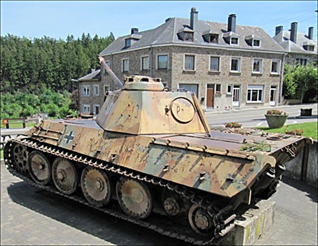 Where can I find the tank monuments to the Battle of the Bulge? Right ...