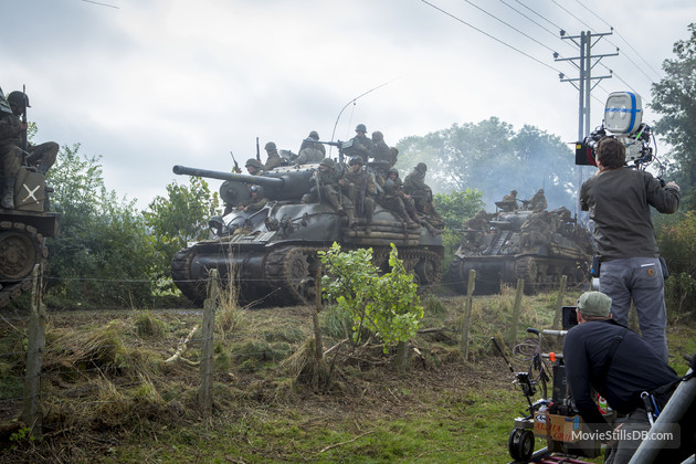 A ton of pictures from behind the scenes of the Fury film set