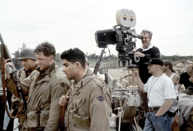 28 images of behind the scenes from the film Saving Private Ryan