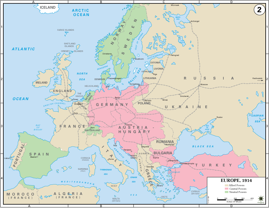 Map Of Europe During Wwi - United States Map