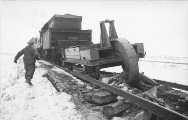 German Schwellenpflug - was used to completely destroy train tracks ...