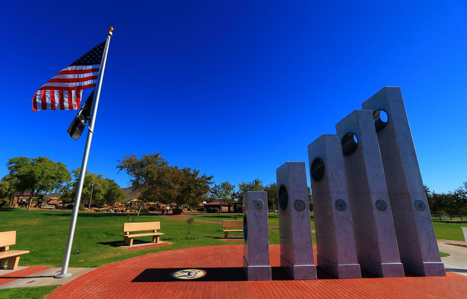 The Sun Perfectly Shines Through This Memorial on Veterans Day
