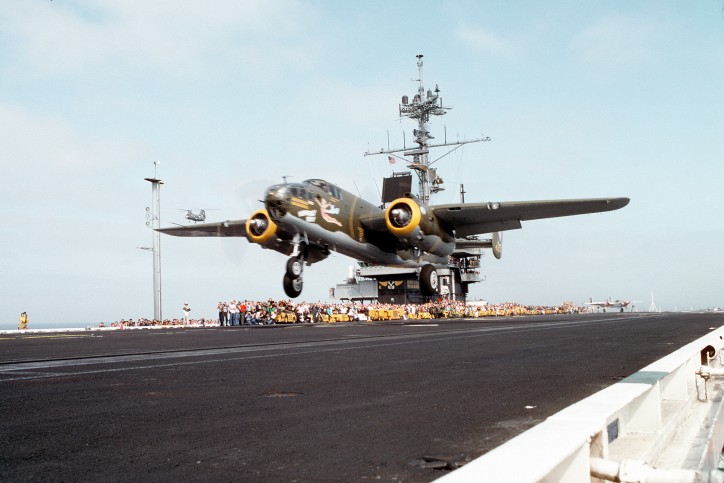 Seen this before?? In 1992 B-25s take off from a carrier once more to ...