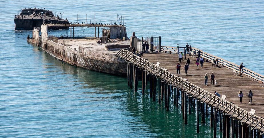 Record-breaking 34-foot waves smash Concrete Ships in California | War ...