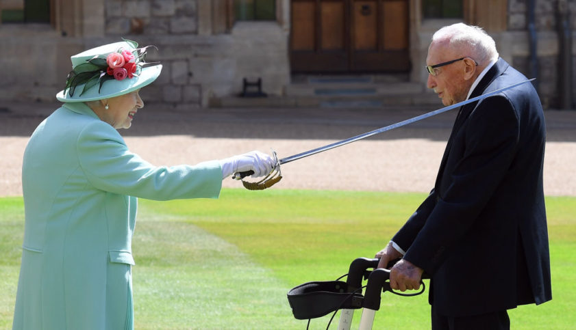 Captain Sir Tom Moore Knighted in a Private Ceremony by the Queen | War ...