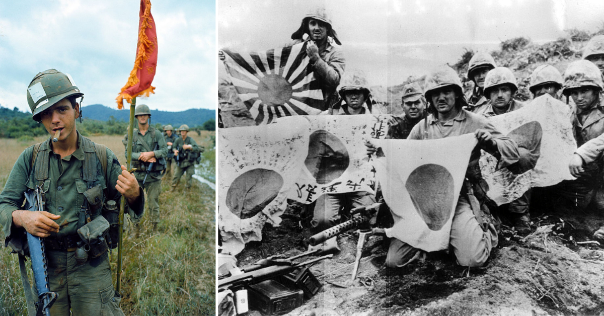 10 Photos of US Troops Displaying Enemy Flags Like Trophies | War ...